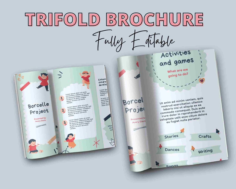 EDITABLE Trifold Brochure for Childcare Center Canva Template Preschool ...