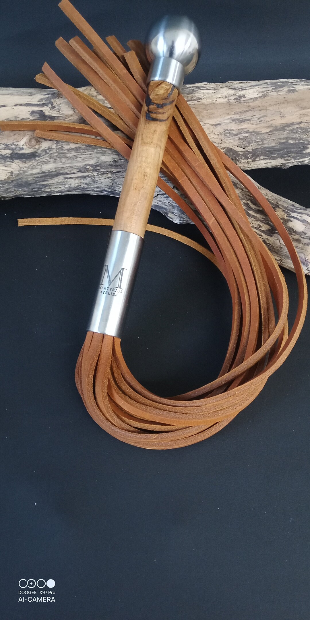 Flogger With Wooden Handle and Epoxy 15 Genuine Leather Straps - Etsy