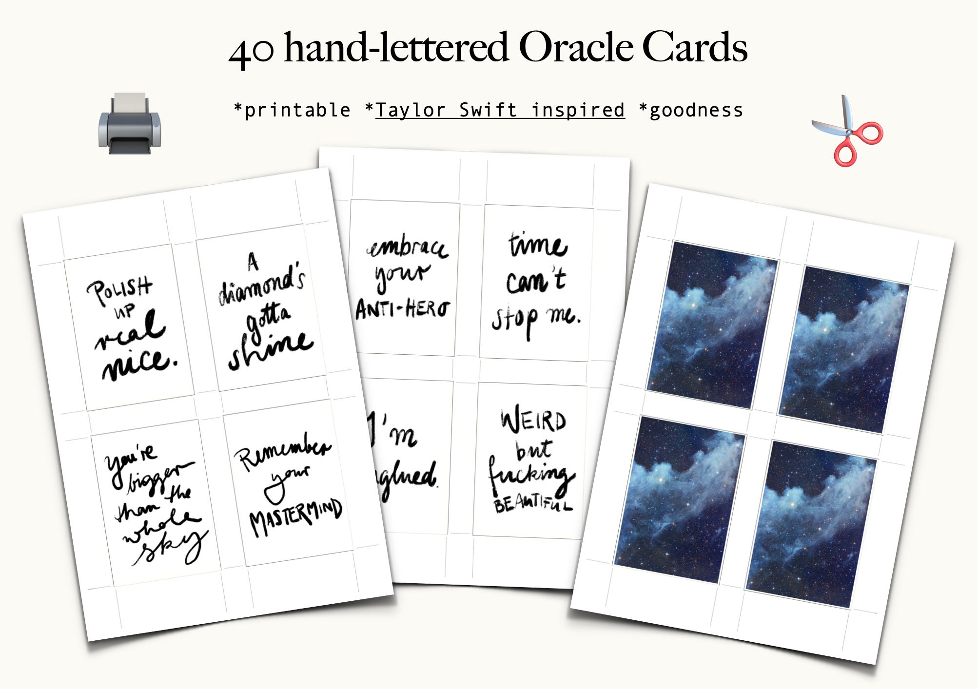 Taylor Swift Inspired Affirmation Cards 40 Messages Hand-lettered With ...