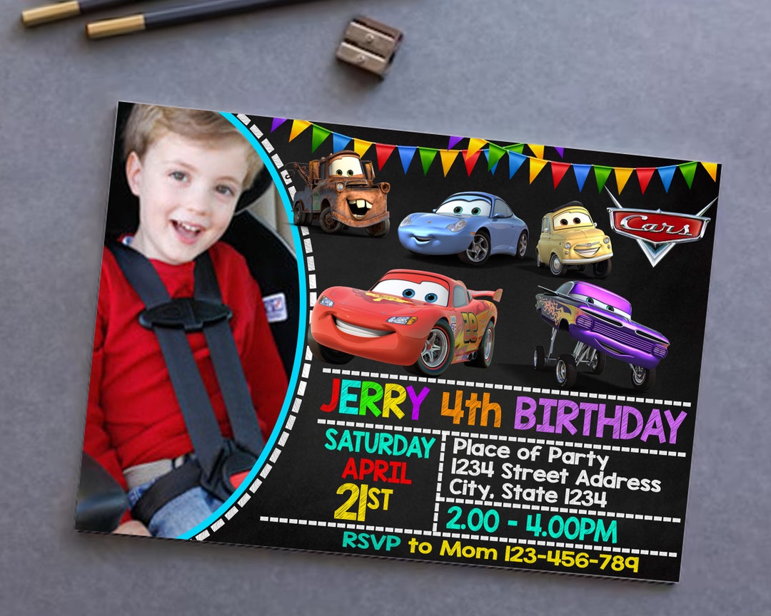 Invitación de película Invitación de cumpleaños de Cars - Etsy España