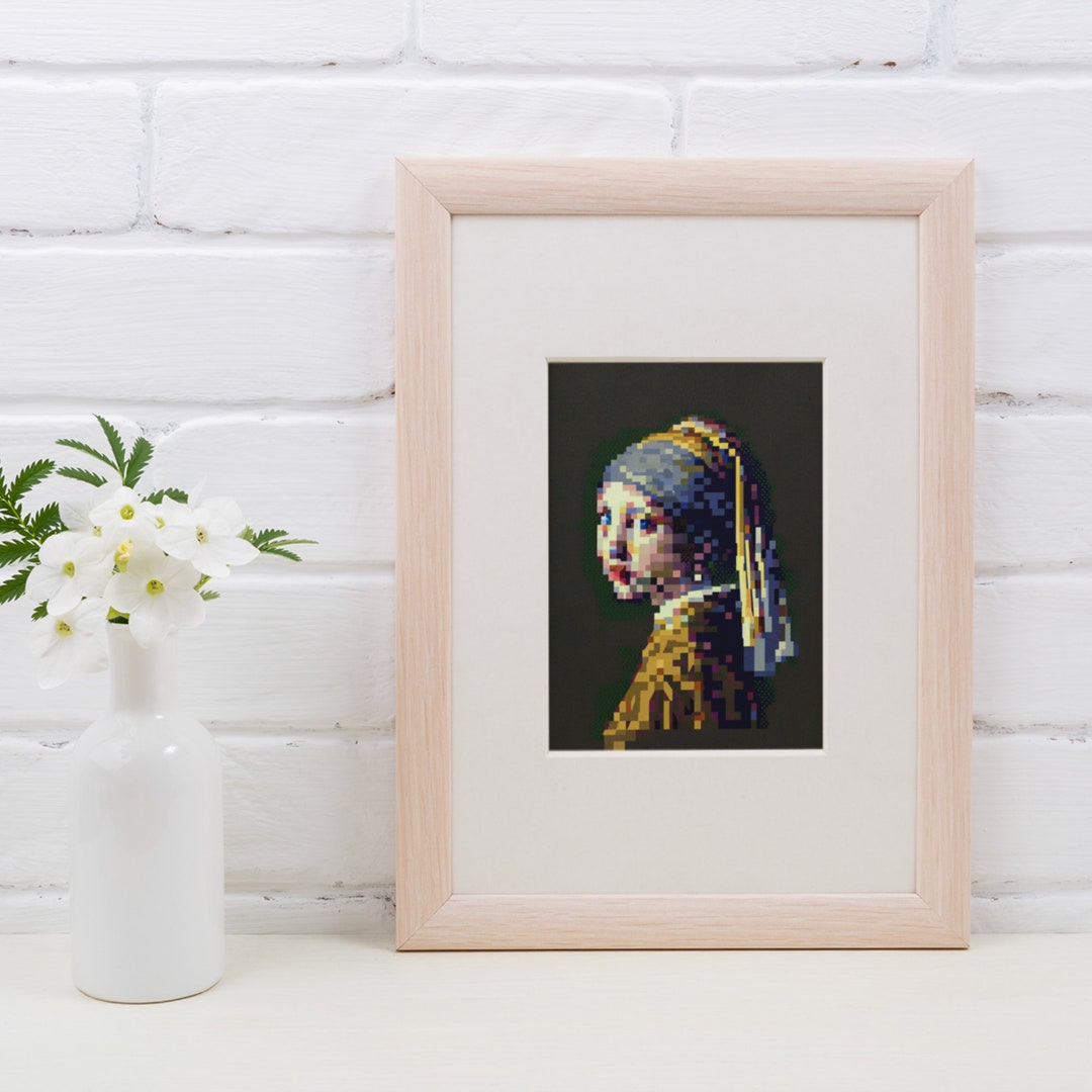 Pearl Earring Girl Pixelated, Printable Wall Art, Downloadable Artwok ...