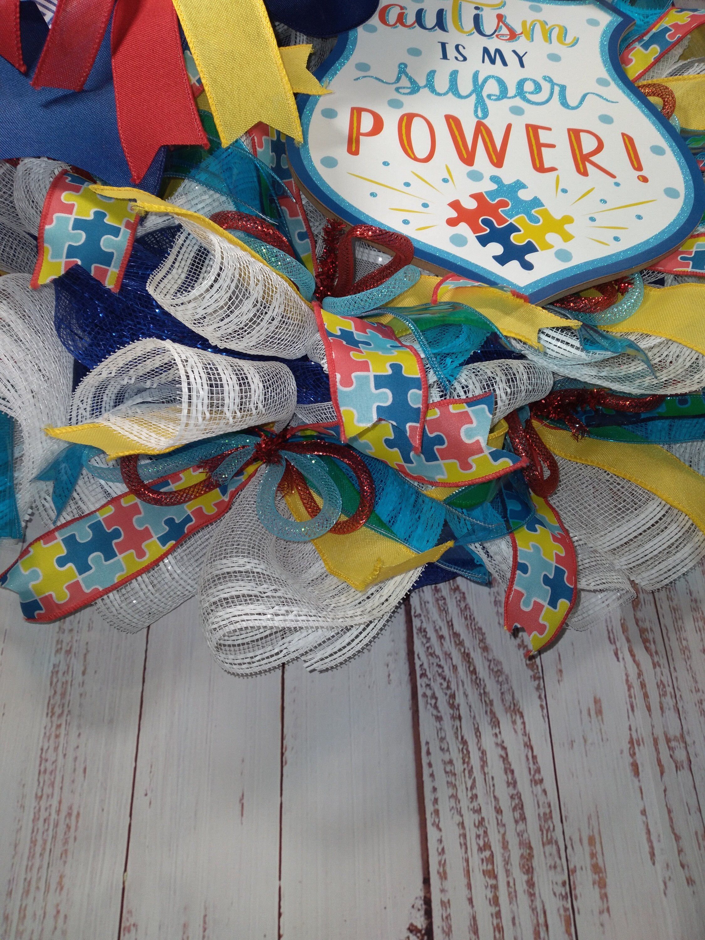 Autism Awareness Wreath, Puzzle Piece Wreath, Everyday Wreath, Autism ...