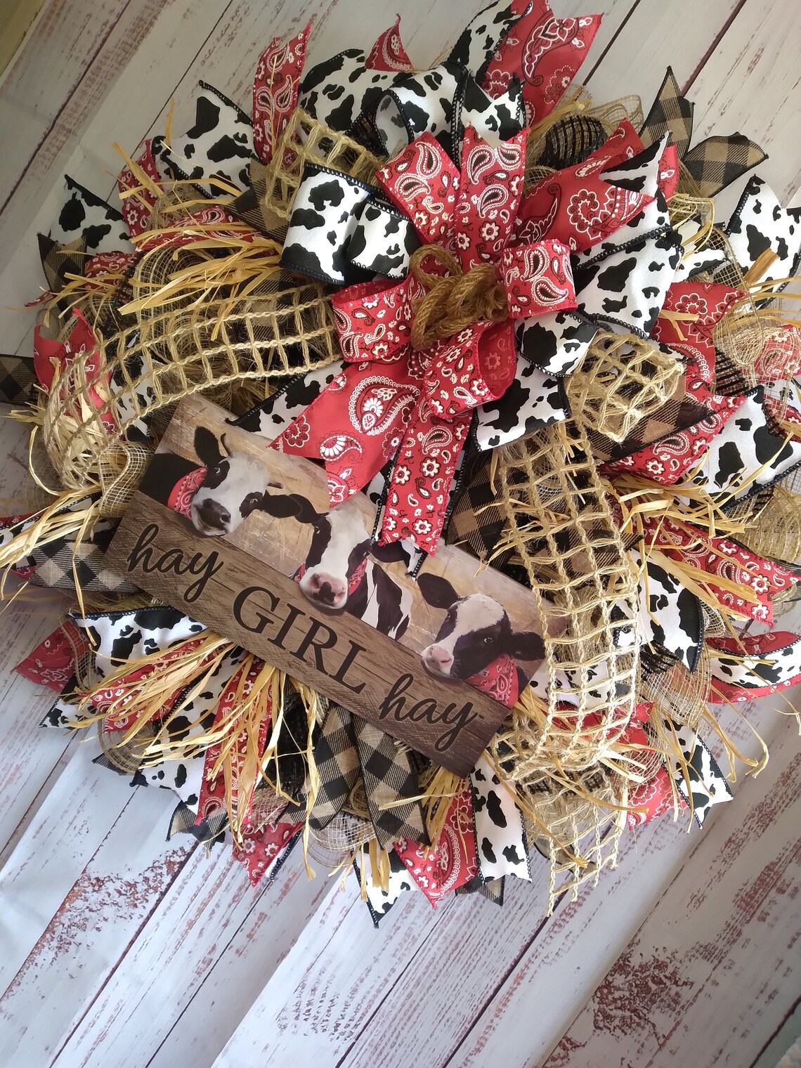 Country Rustic Wreath Farmhouse Wreath Cow Wreath Farmhouse - Etsy