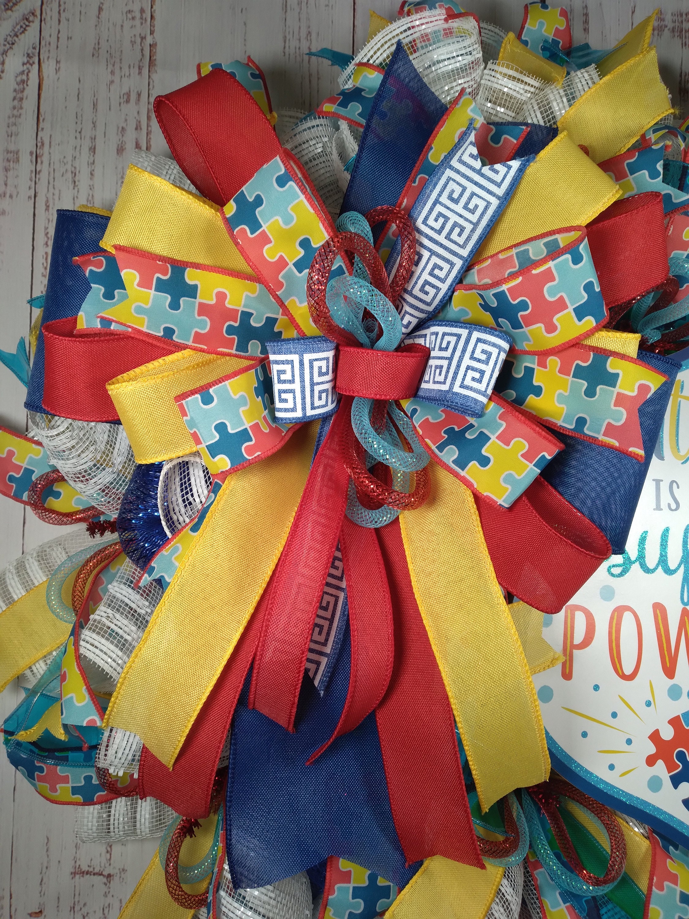 Autism Awareness Wreath, Puzzle Piece Wreath, Everyday Wreath, Autism ...