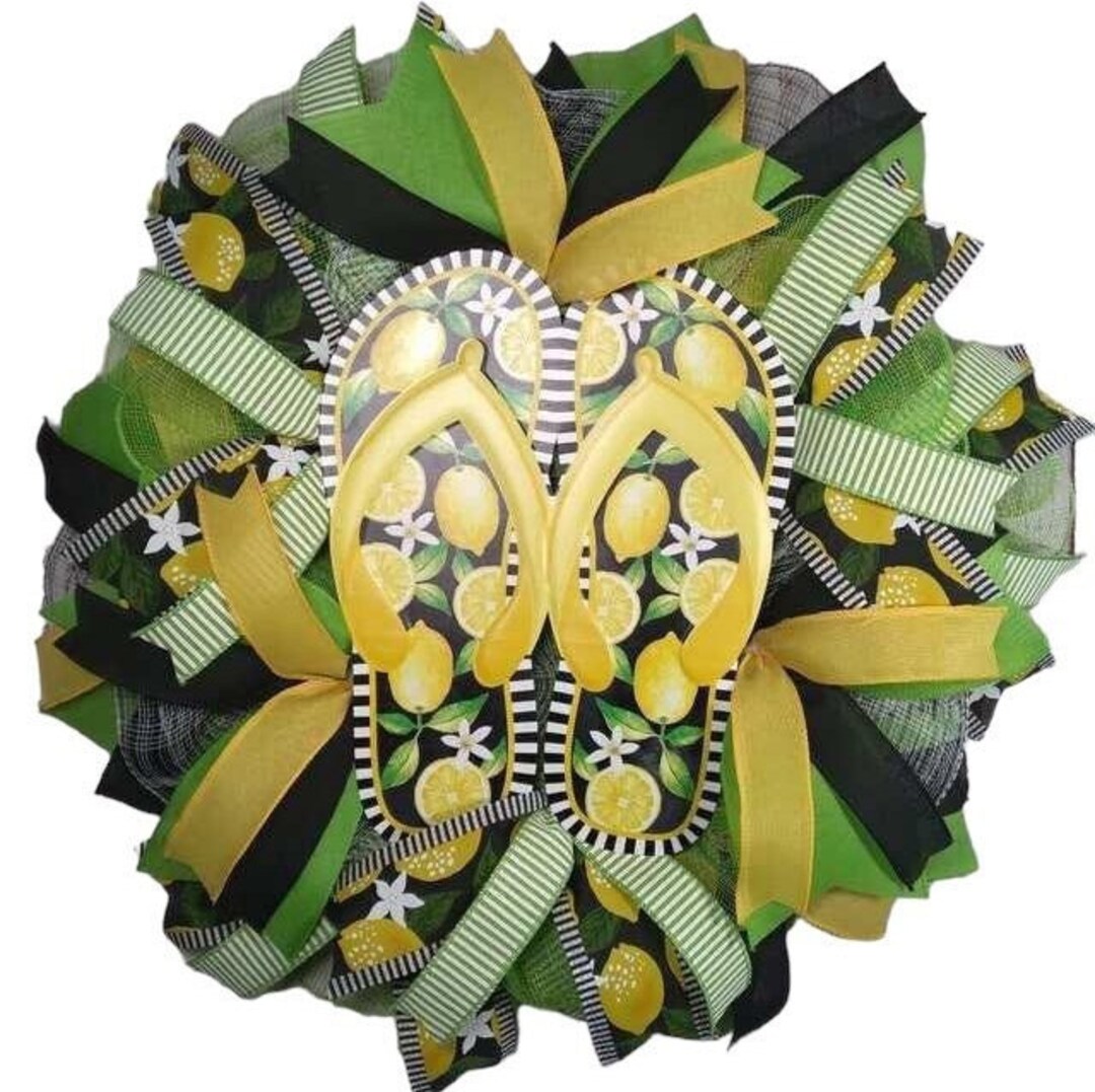 Lemon Flip Flop Wreath: Summer Front Door Decor - Etsy