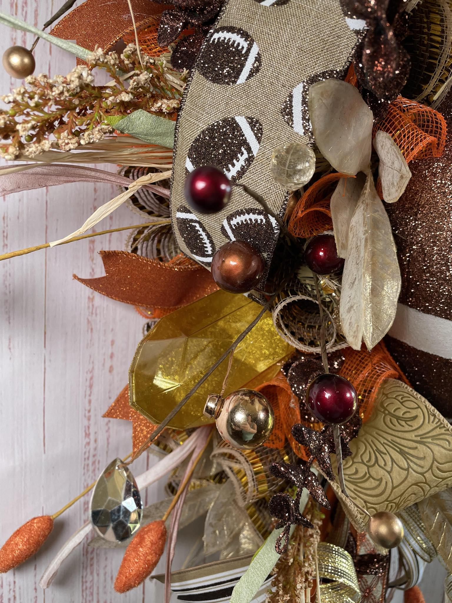 Fall Football Wreath, Autumn Game Day Swag, Fall Front Door Decor ...
