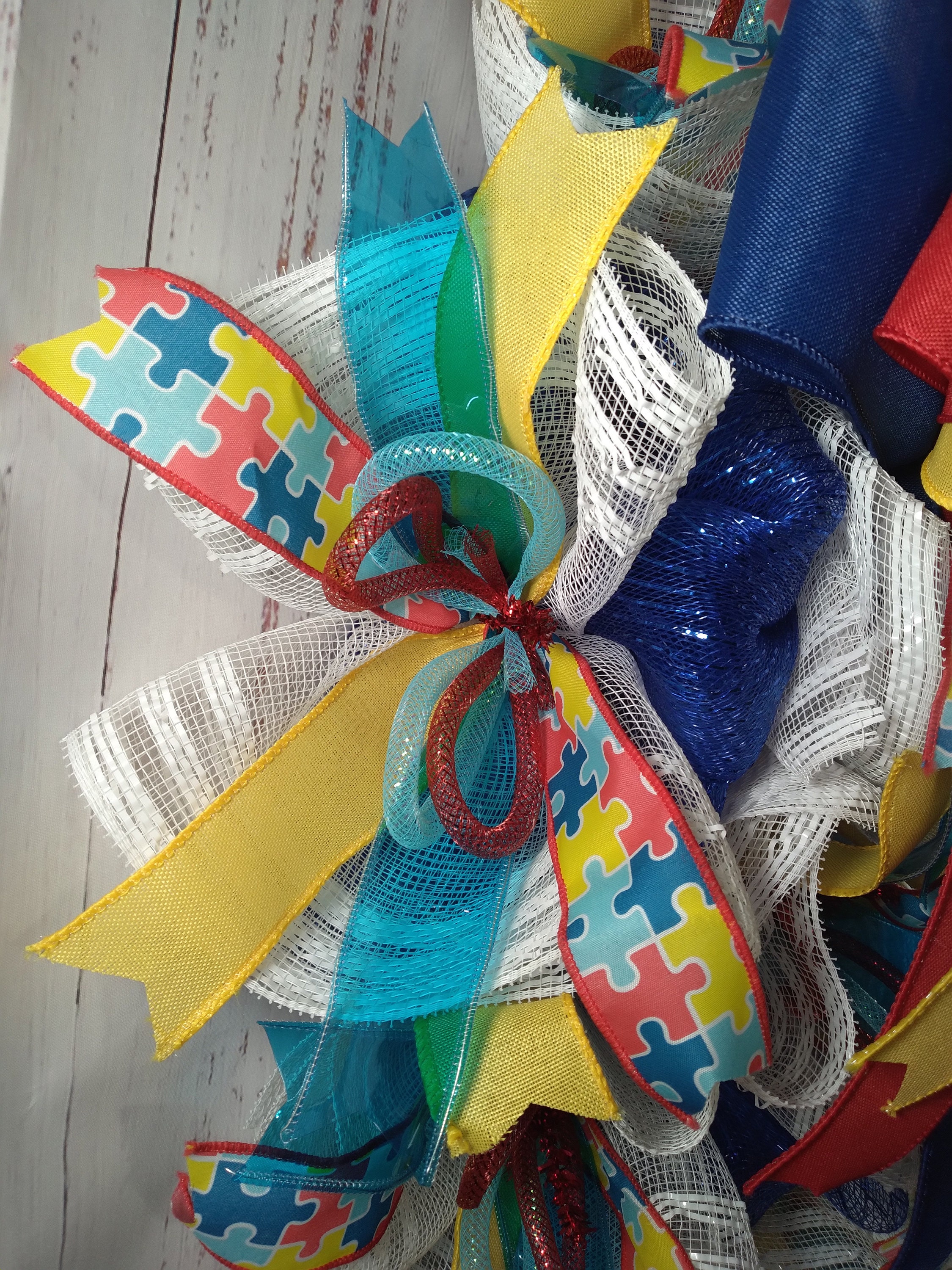 Autism Awareness Wreath, Puzzle Piece Wreath, Everyday Wreath, Autism ...