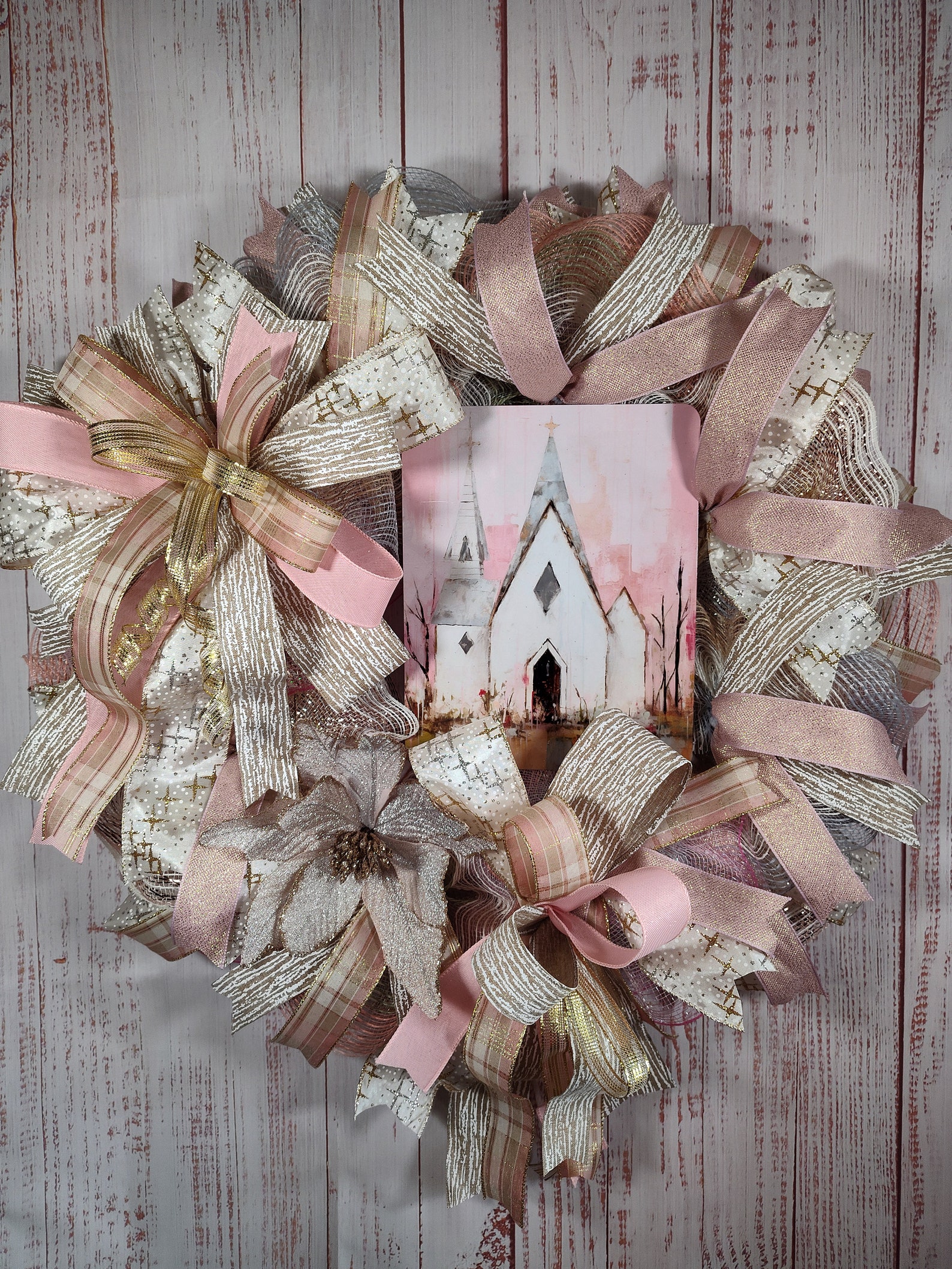 Large Church Wreath, Pink Church Wreath, Pink Decor for Front Door ...