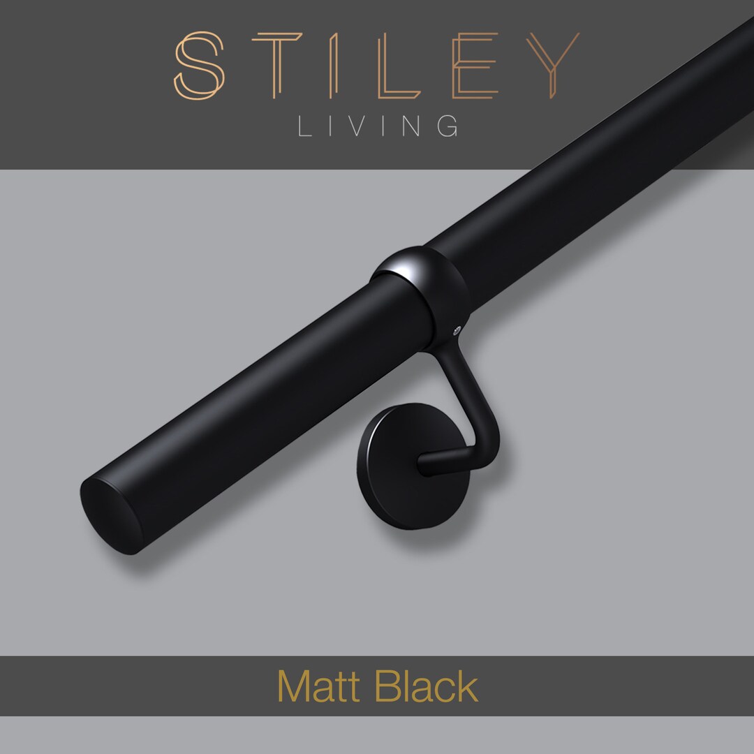 Matt Black Stair Handrail Kit 2.4M X 40mm - Etsy UK