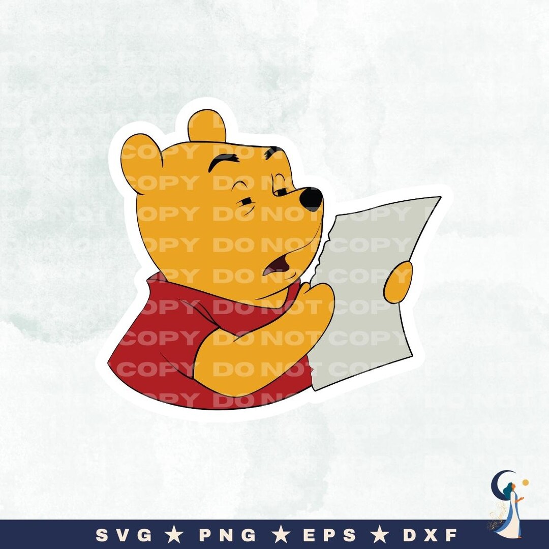 Pooh Meme SVG, Pooh Squints at Paper, Funny Meme Design, Humorous Meme ...