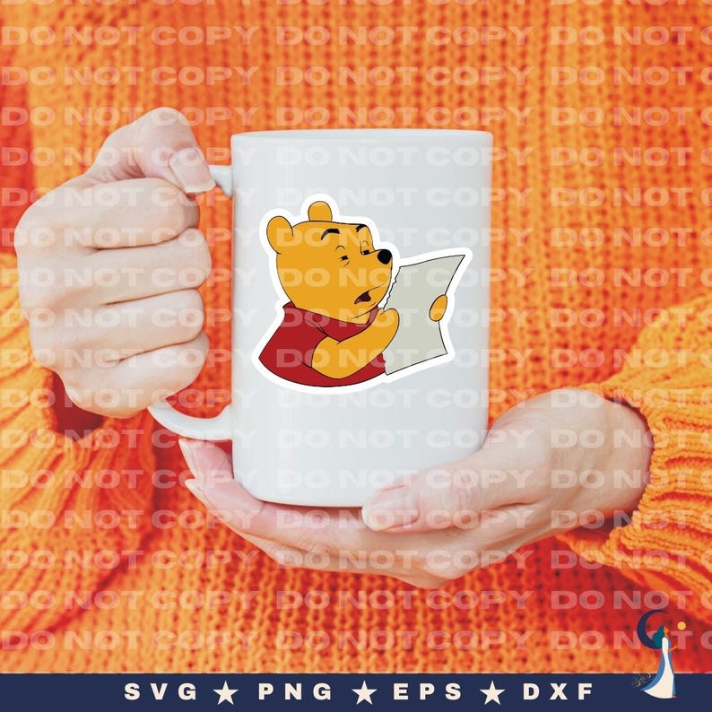 Pooh Meme SVG, Pooh Squints at Paper, Funny Meme Design, Humorous Meme ...