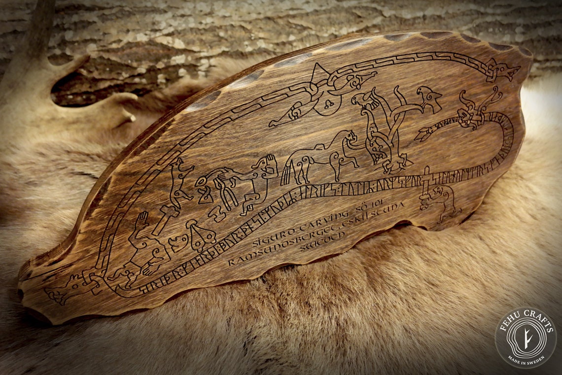 The Sigurd Carving Wooden Replica of a Runic Carving From - Etsy