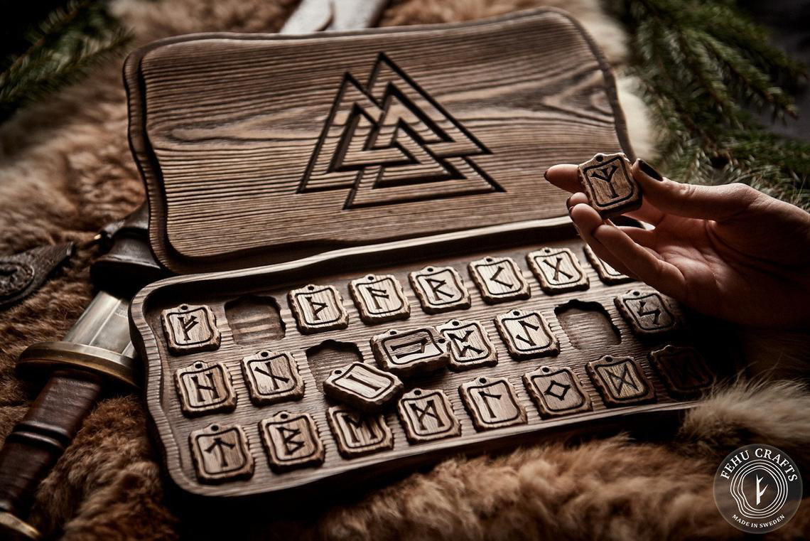 Elder Futhark Runes in a Box valknut - Etsy