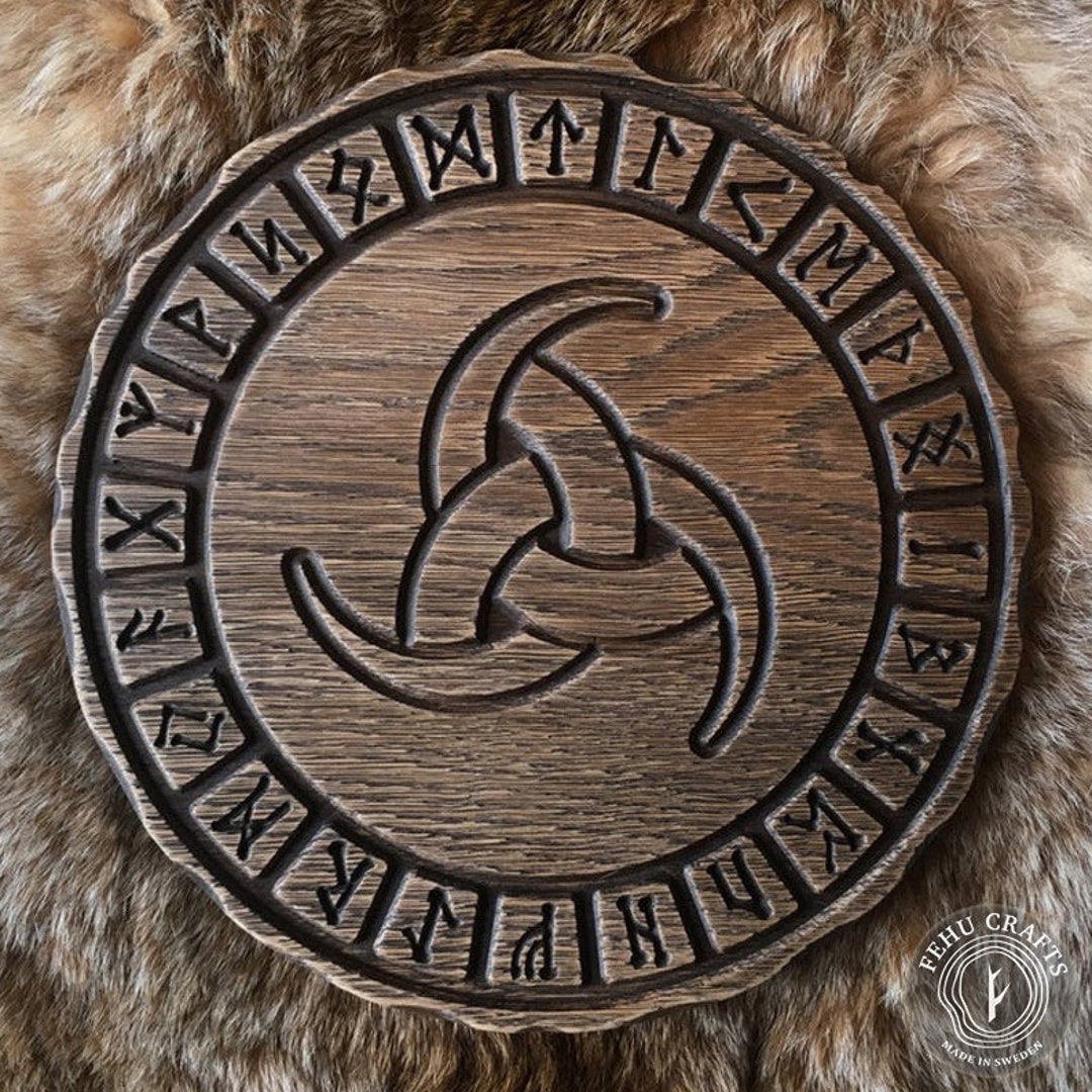 Odins Horns With Elder Futhark. A Pagan Altar Piece - Aged Oak Wood - Etsy
