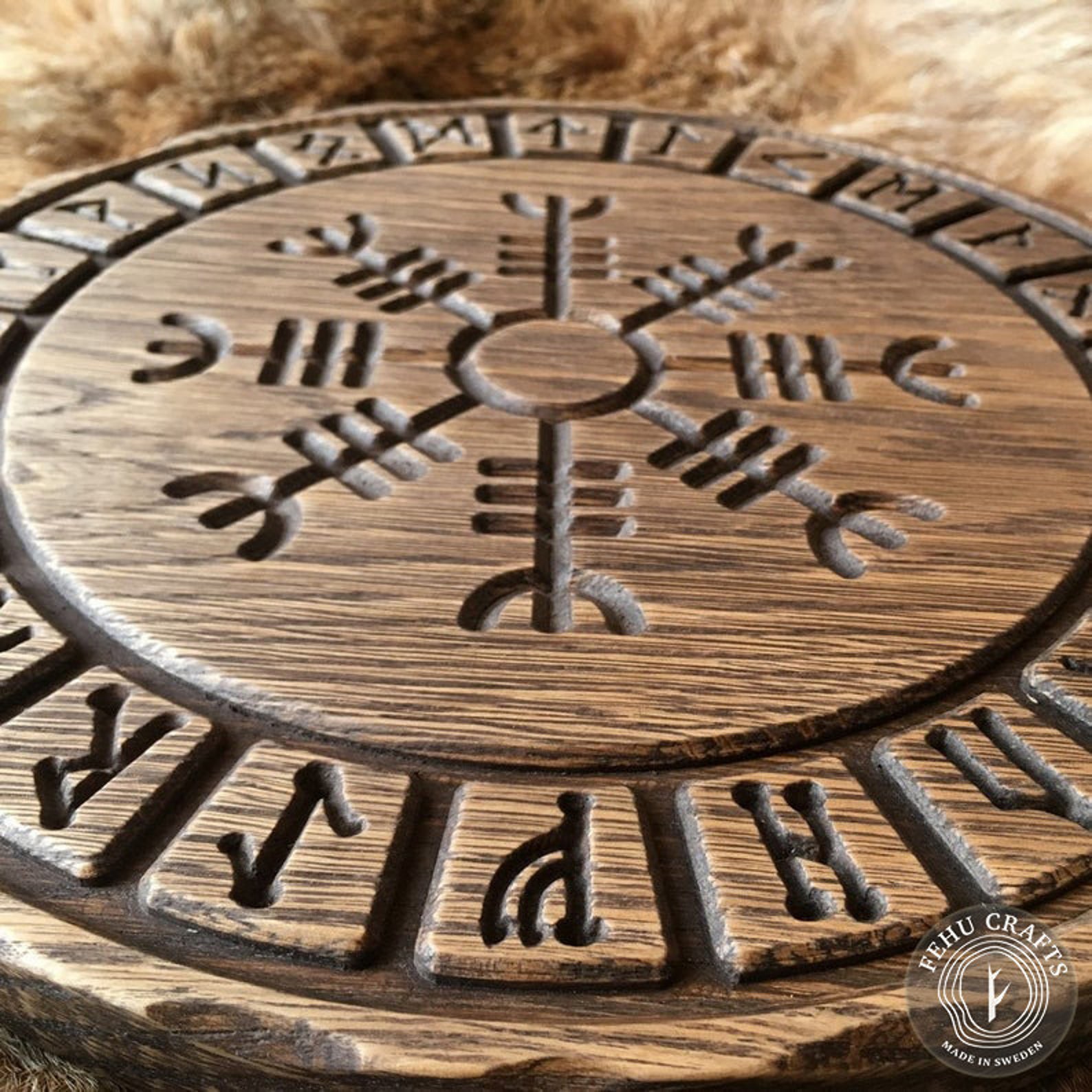 Aegishjalmur Helm Of Awe With Elder Futhark A Pagan Altar Etsy