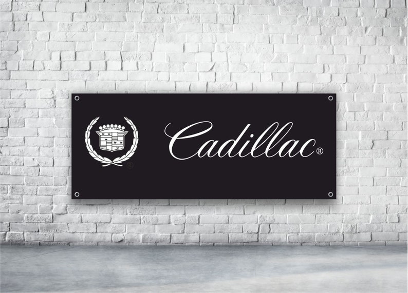Cadillac Logo Banner Vinyl Garage Sign, Office or Showroom, Flag ...