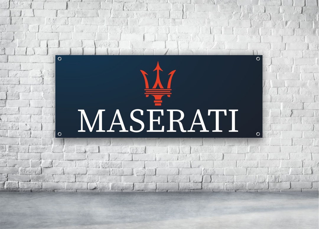 Maserati Logo Banner Vinyl Garage Sign, Office or Showroom, Flag ...