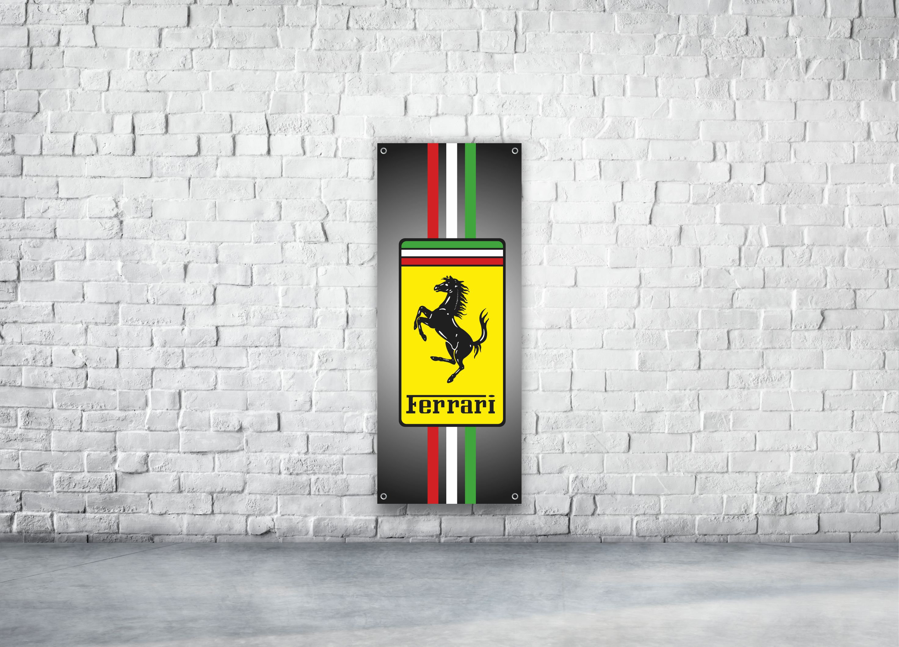 Ferrari Logo Banner Vinyl Garage Sign, Office or Showroom, Flag, Racing ...