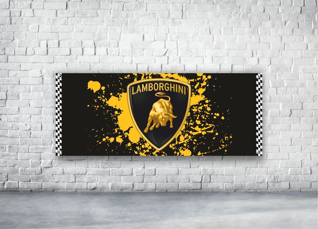 Lamborghini Logo Banner Vinyl Garage Sign, Office or Showroom, Flag ...