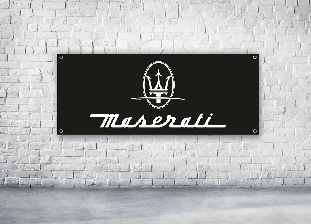 Maserati Logo Banner Vinyl Garage Sign, Office or Showroom, Flag ...