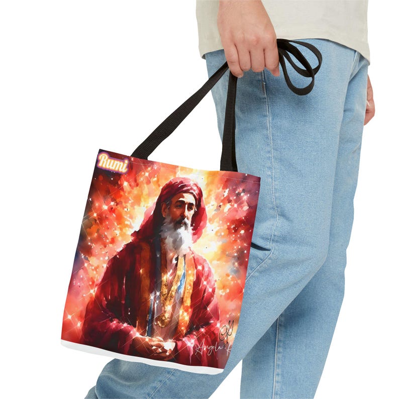 Tote Bag Featuring Poet Rumi and Master Rebazar Tarzs on One Side and ...