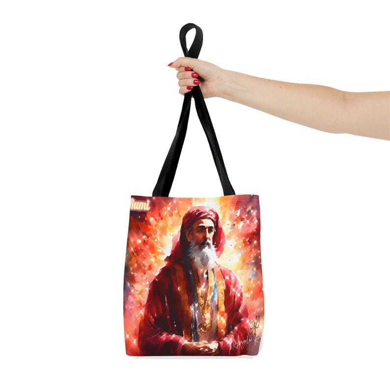 Tote Bag Featuring Poet Rumi and Master Rebazar Tarzs on One Side and ...