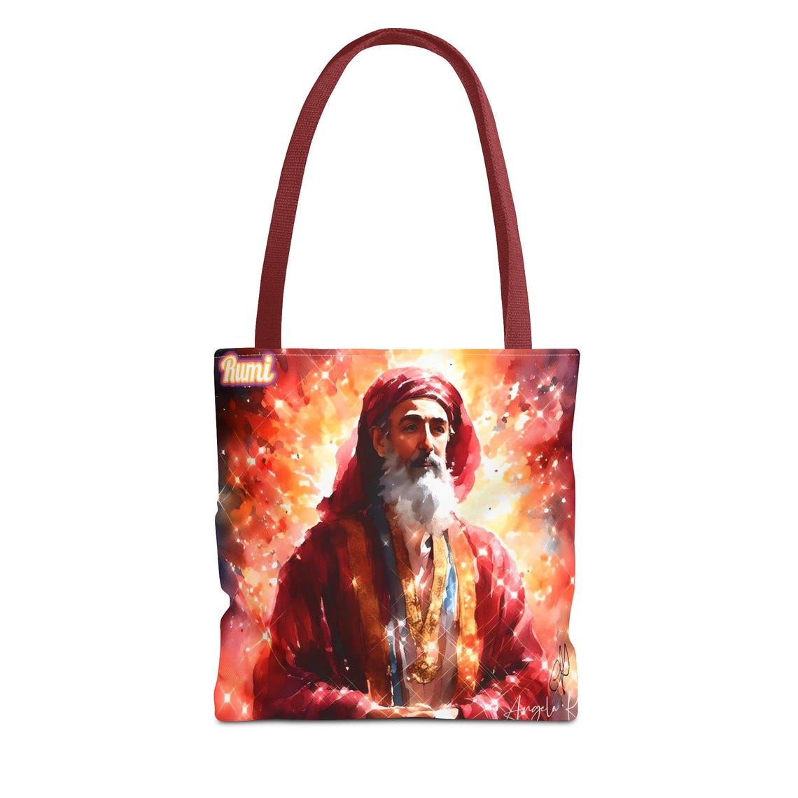 Tote Bag Featuring Poet Rumi and Master Rebazar Tarzs on One Side and ...