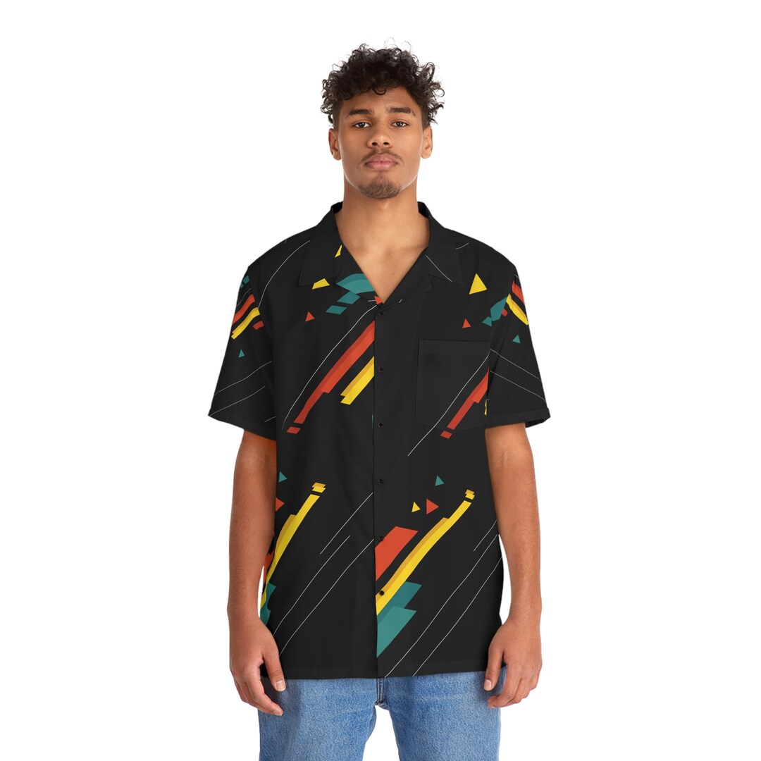 Men Dress Shirt Abstract Button up Short Sleeve Hawaiian - Etsy