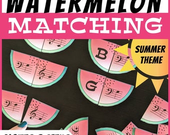 MUSIC THEORY PUZZLES | Summer Beach Matching Game: Notes, Key Names ...