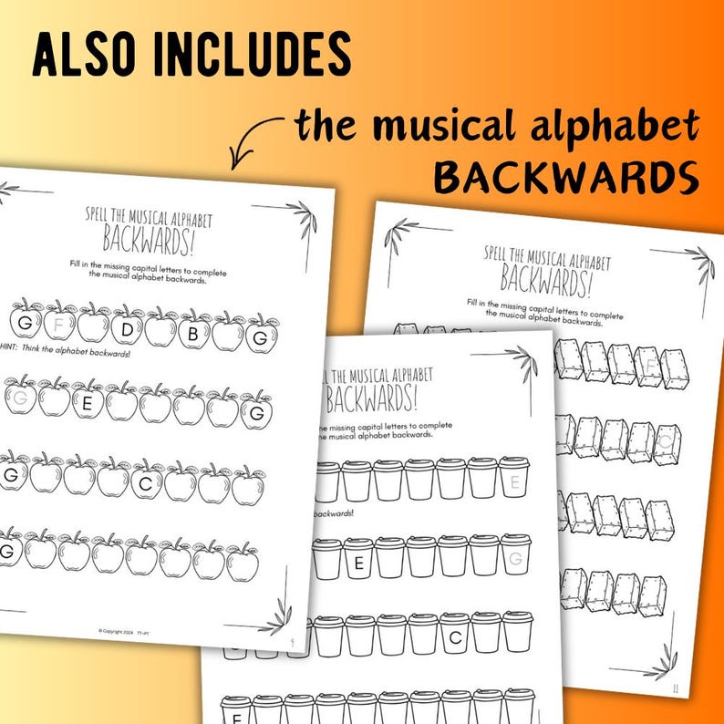 Fall Music Worksheets | Musical Alphabet [beginner Piano Theory] Autumn ...