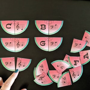 MUSIC THEORY PUZZLES | Summer Watermelon Matching Game: Notes/key Names ...