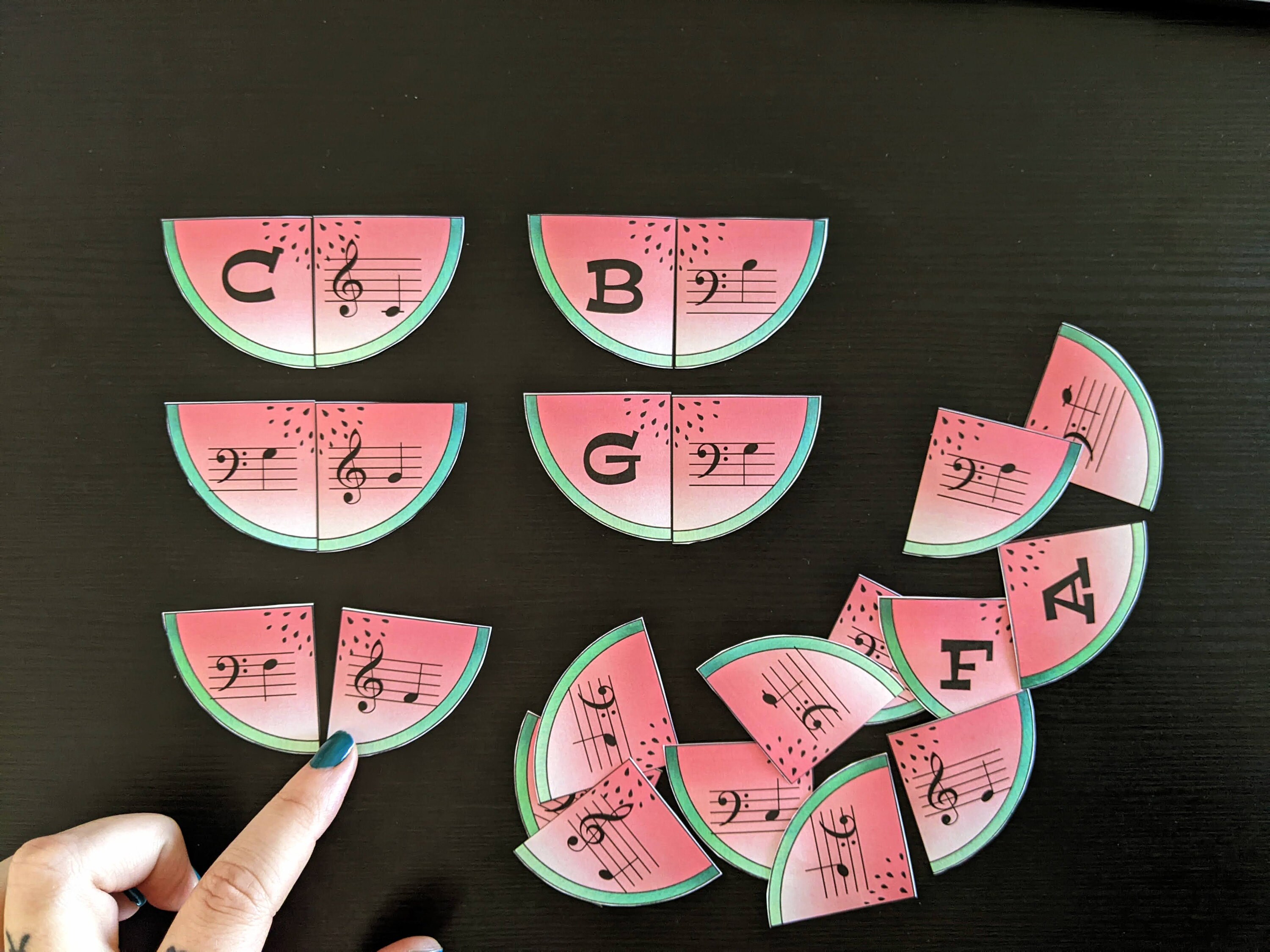 MUSIC THEORY PUZZLES | Summer Watermelon Matching Game: Notes/key Names ...