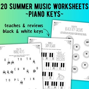 Summer Music Worksheets | Piano KEYS [black Keys, White Keys] Beach ...