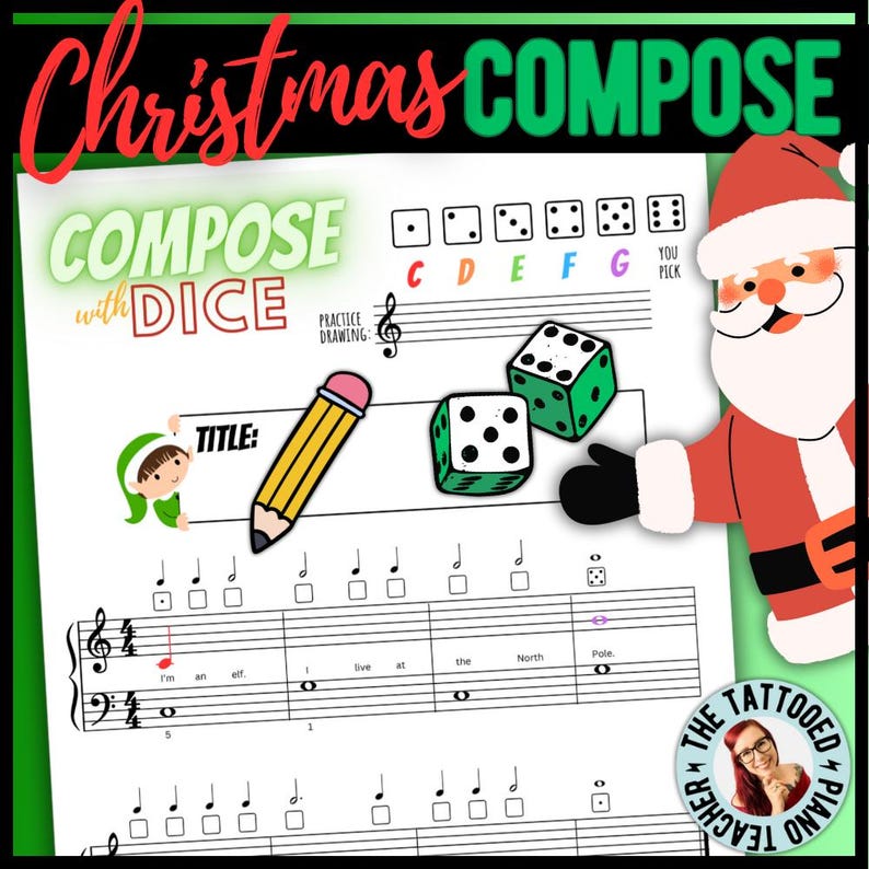 Christmas Music Composing Activity for Piano | Compose With Dice! Game ...