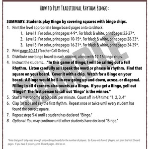 Fall Rhythm Music Bingo Game | Note & Rest Values (printable) - Etsy