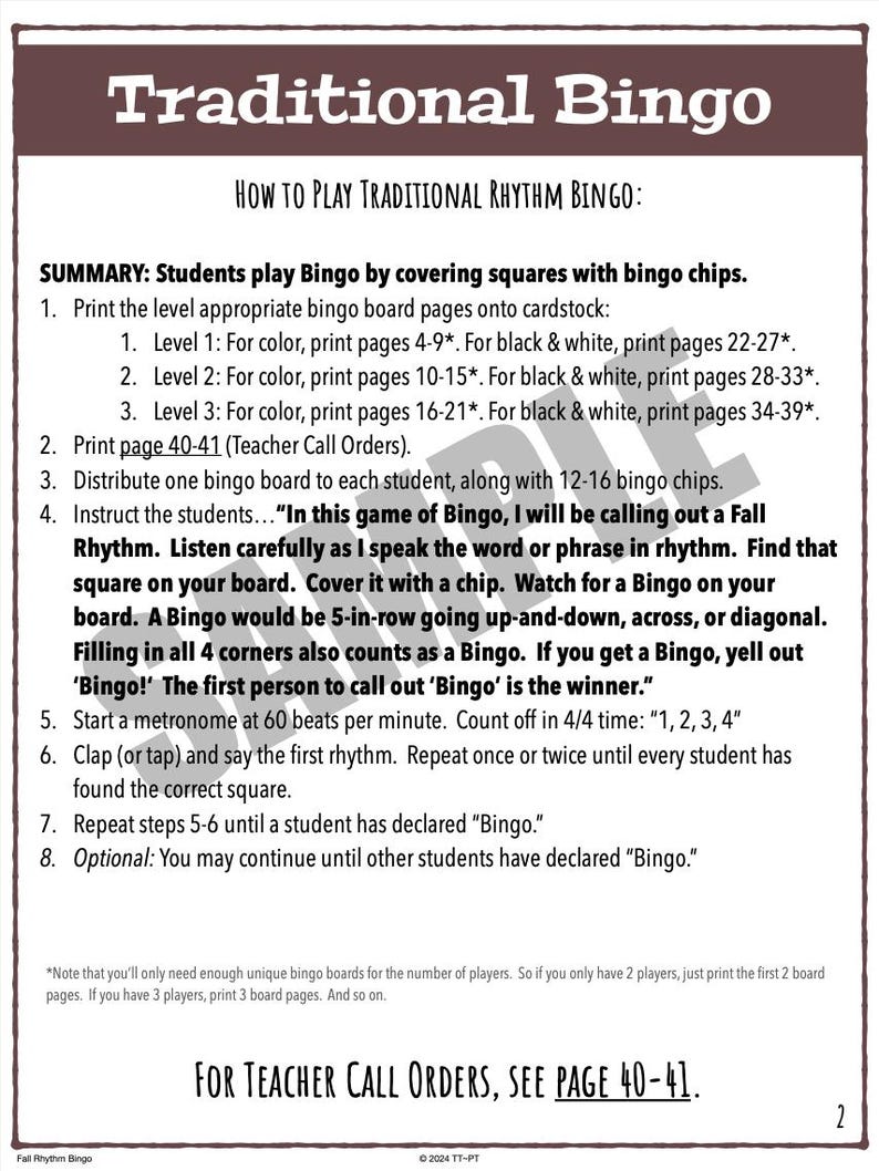 Fall Rhythm Music Bingo Game | Note & Rest Values (printable) - Etsy