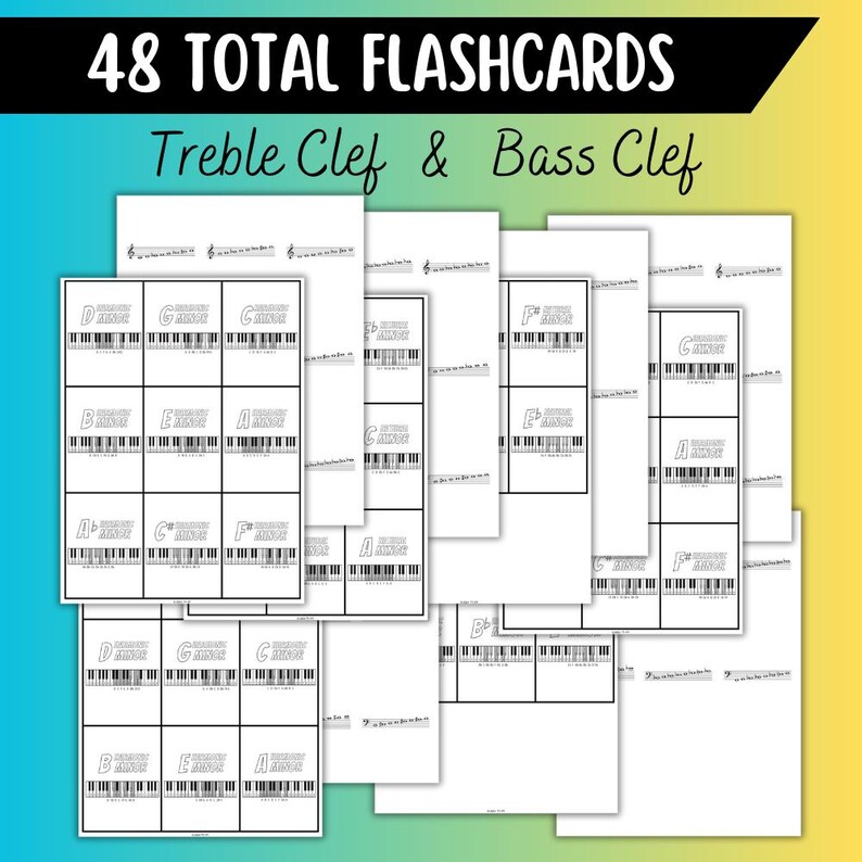 Minor Scales Flash Cards | Harmonic Piano Scales | Music Theory ...