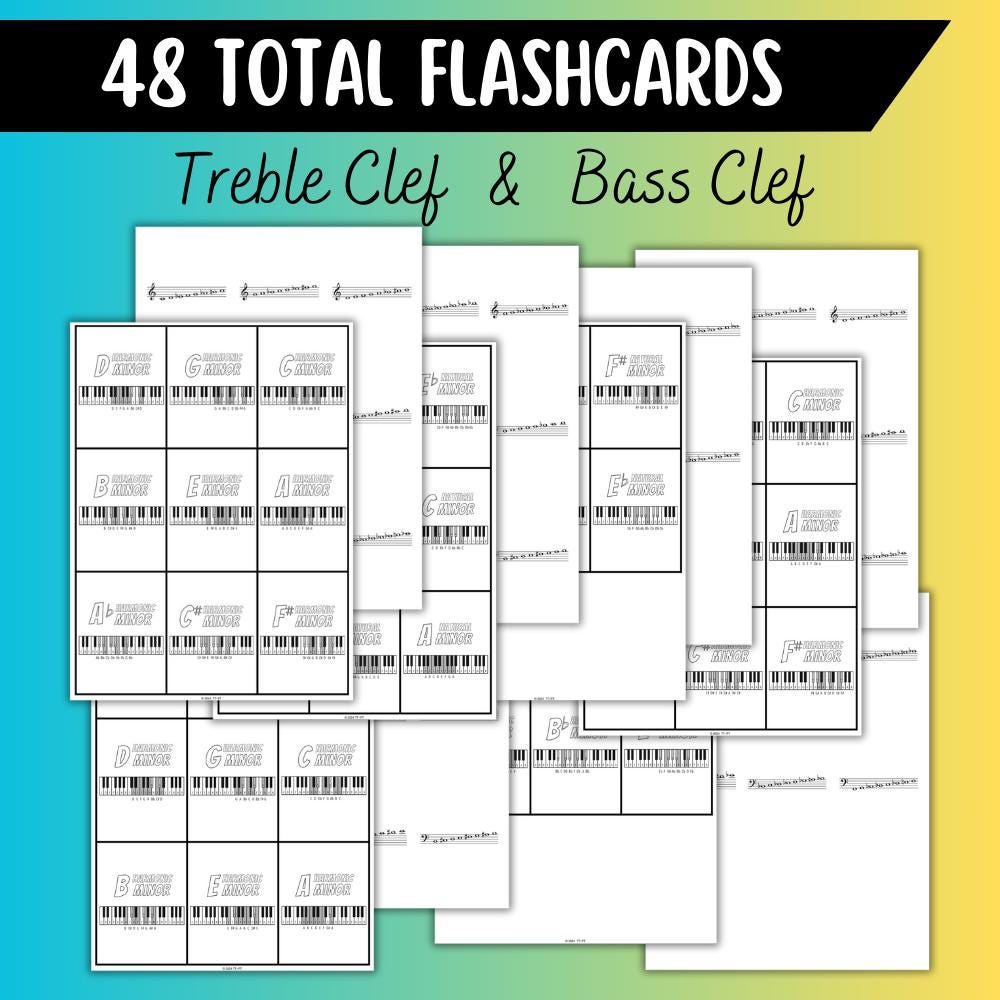 Minor Scales Flash Cards | Harmonic Piano Scales | Music Theory ...