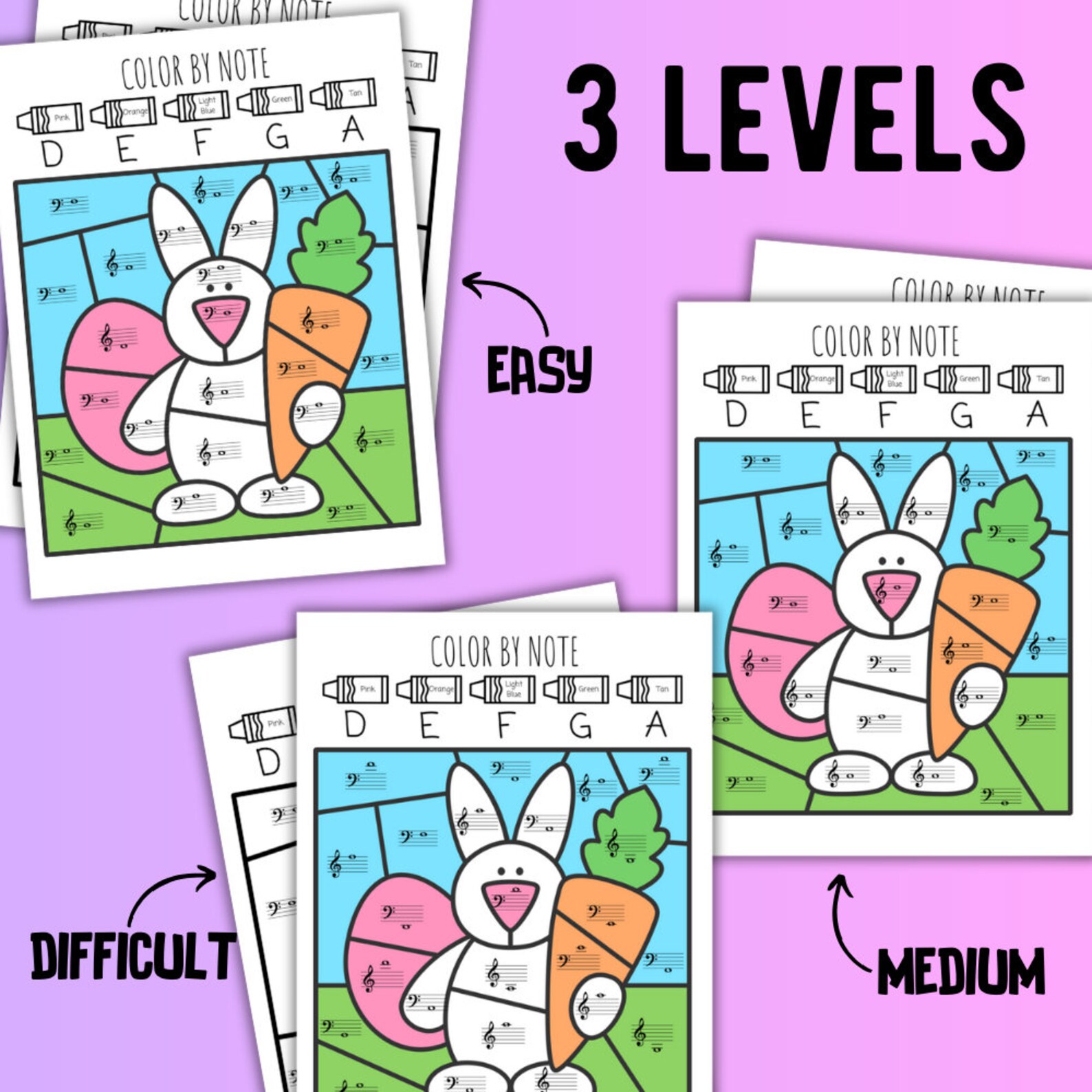 Easter Coloring Pages | Color by Code Music Notes | 3 Levels | Note ...