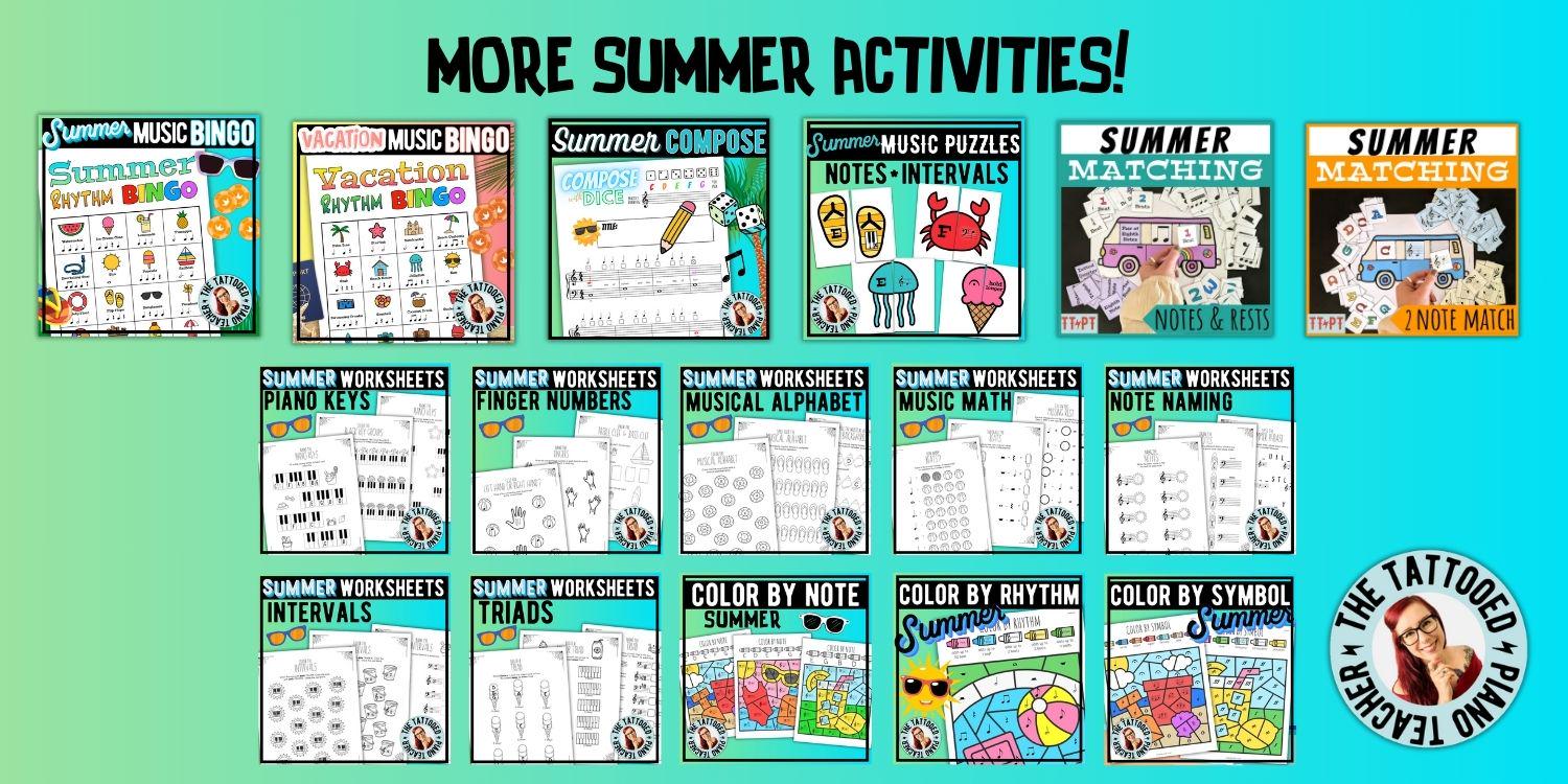Summer Music Note Bingo | Music Theory Game for Piano Students | Notes ...