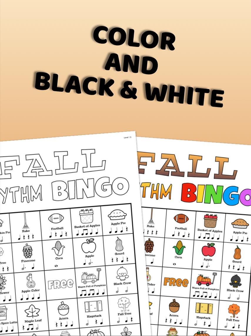 Fall Rhythm Music Bingo Game | Note & Rest Values (printable) - Etsy