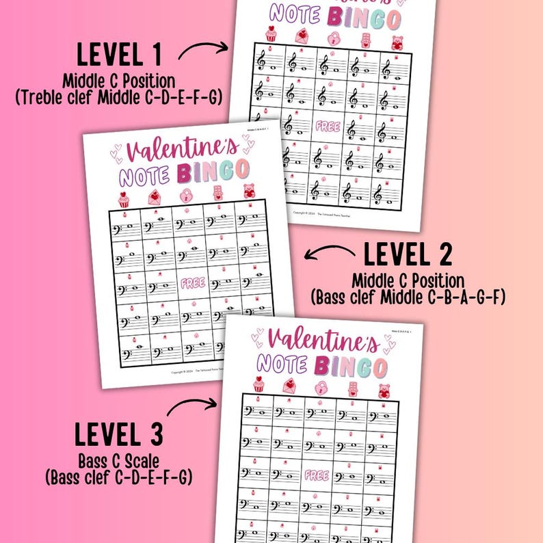 Valentine's Day Music Note Bingo | Music Theory Game for Piano Students ...