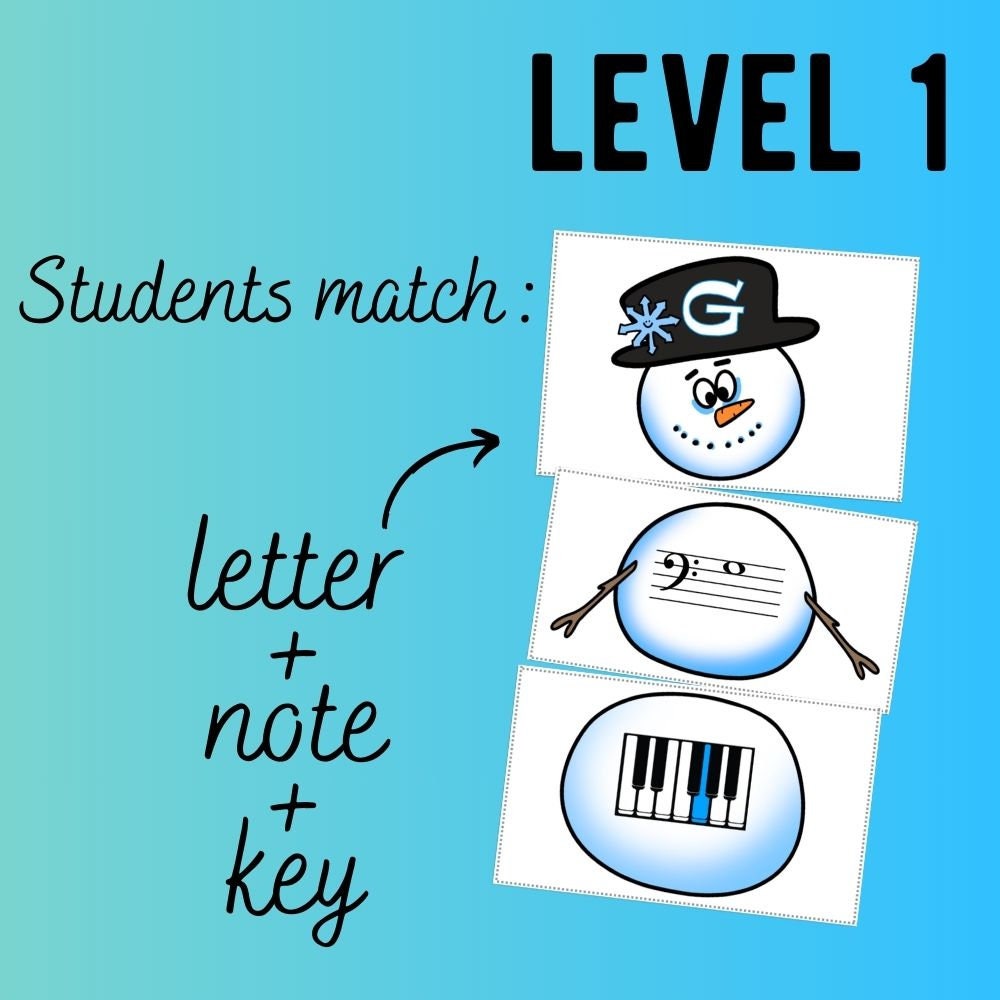 WINTER Music Theory PUZZLES Snowman Matching: Notes, Key Names, Sharps ...