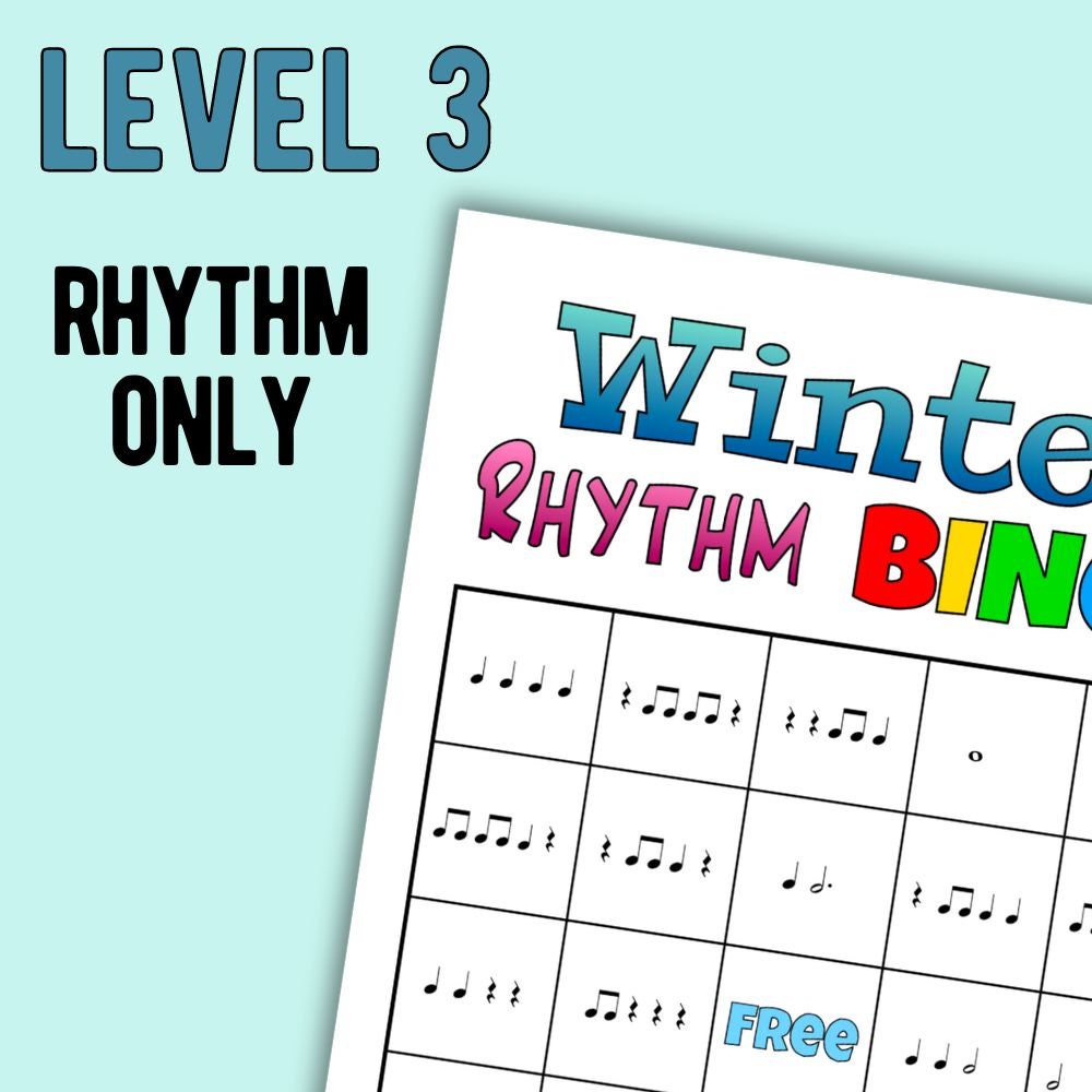Winter Rhythm Bingo | Music Bingo Game for Beginners (note Values) - Etsy