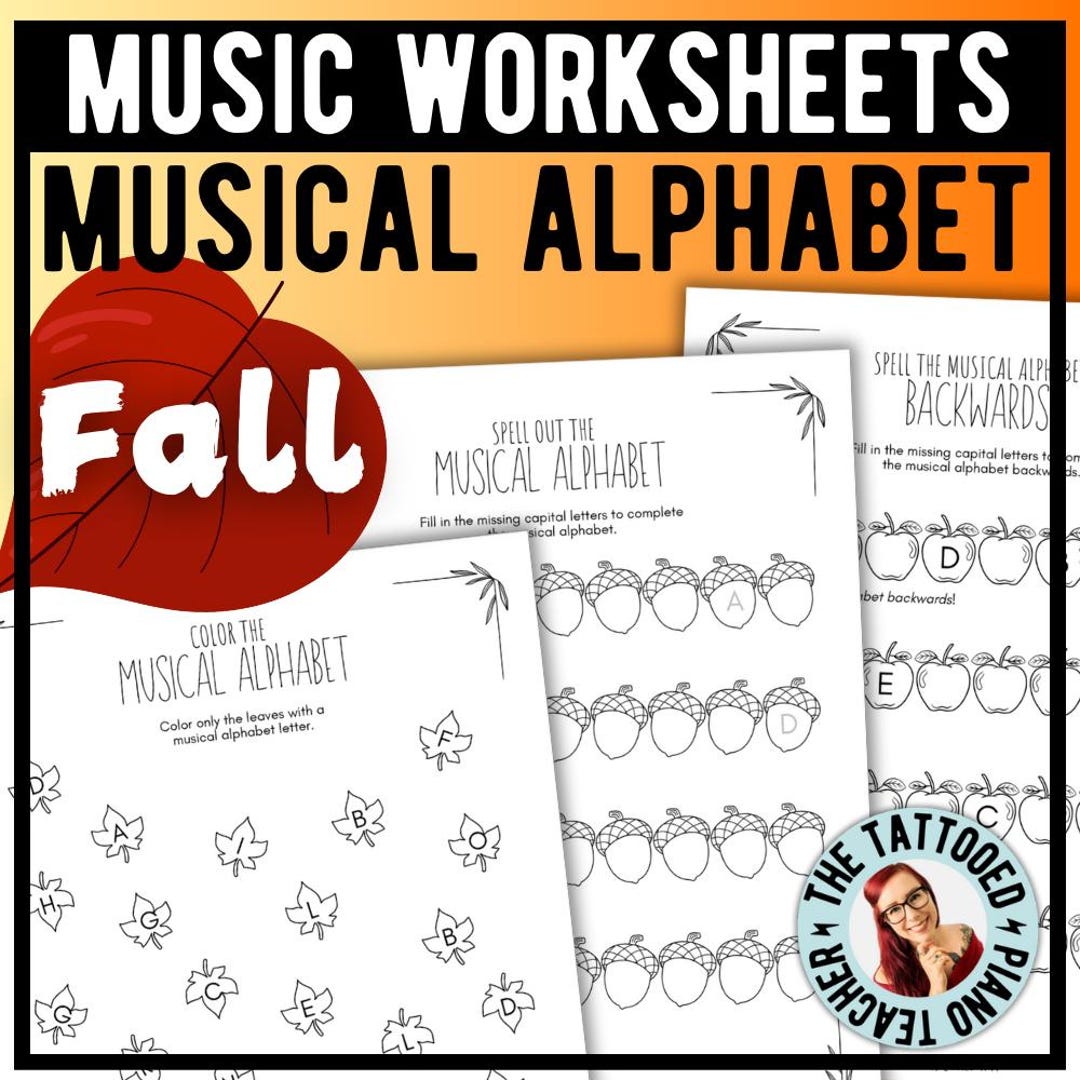 Fall Music Worksheets | Musical Alphabet [beginner Piano Theory] Autumn ...