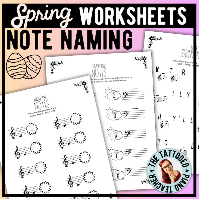 Spring Music Worksheets | Note Naming [beginner Piano Worksheets ...