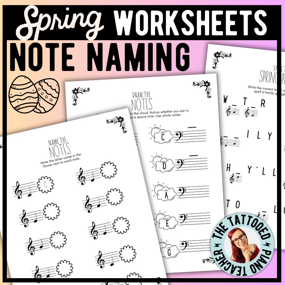 Spring Music Worksheets | Note Naming [beginner Piano Worksheets ...