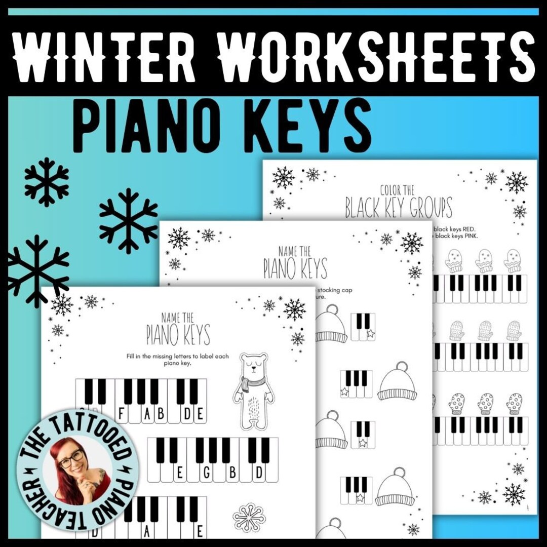 WINTER MUSIC WORKSHEETS Piano Keys black Keys, White Keys Music Theory ...