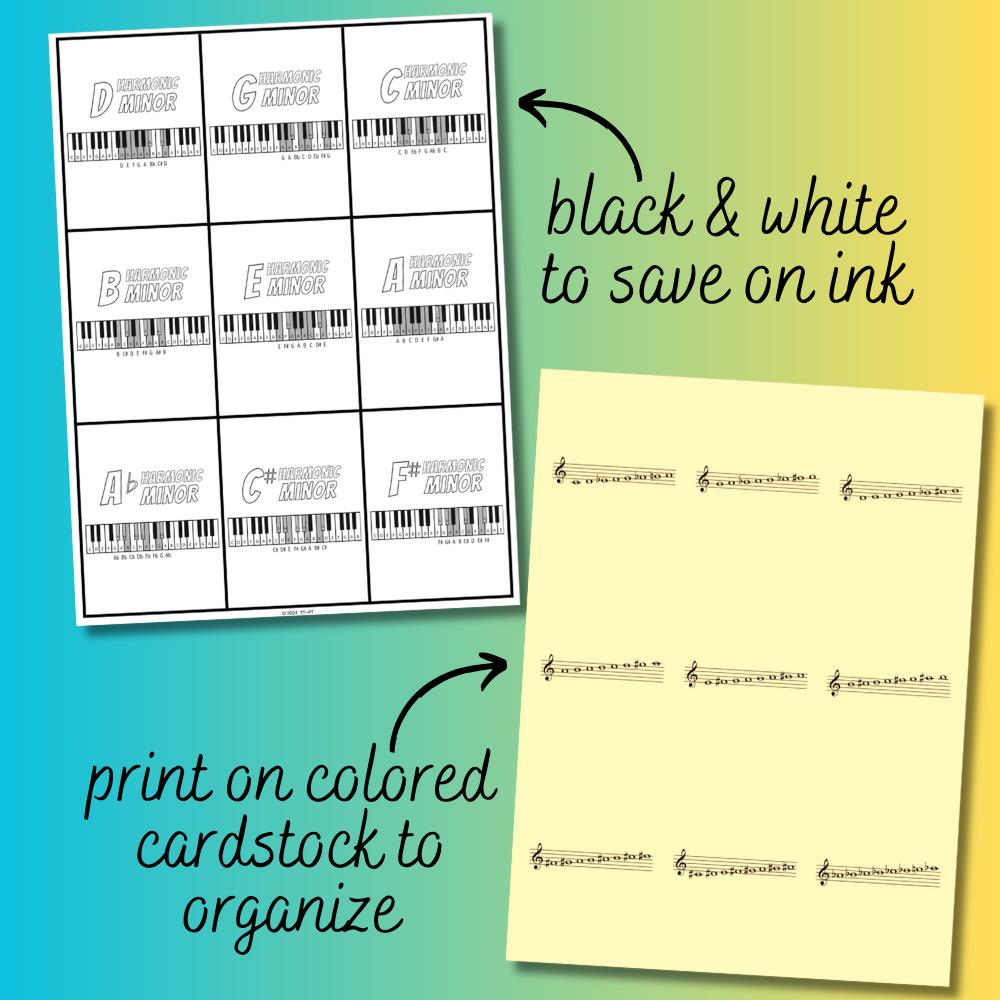 Minor Scales Flash Cards | Harmonic Piano Scales | Music Theory ...