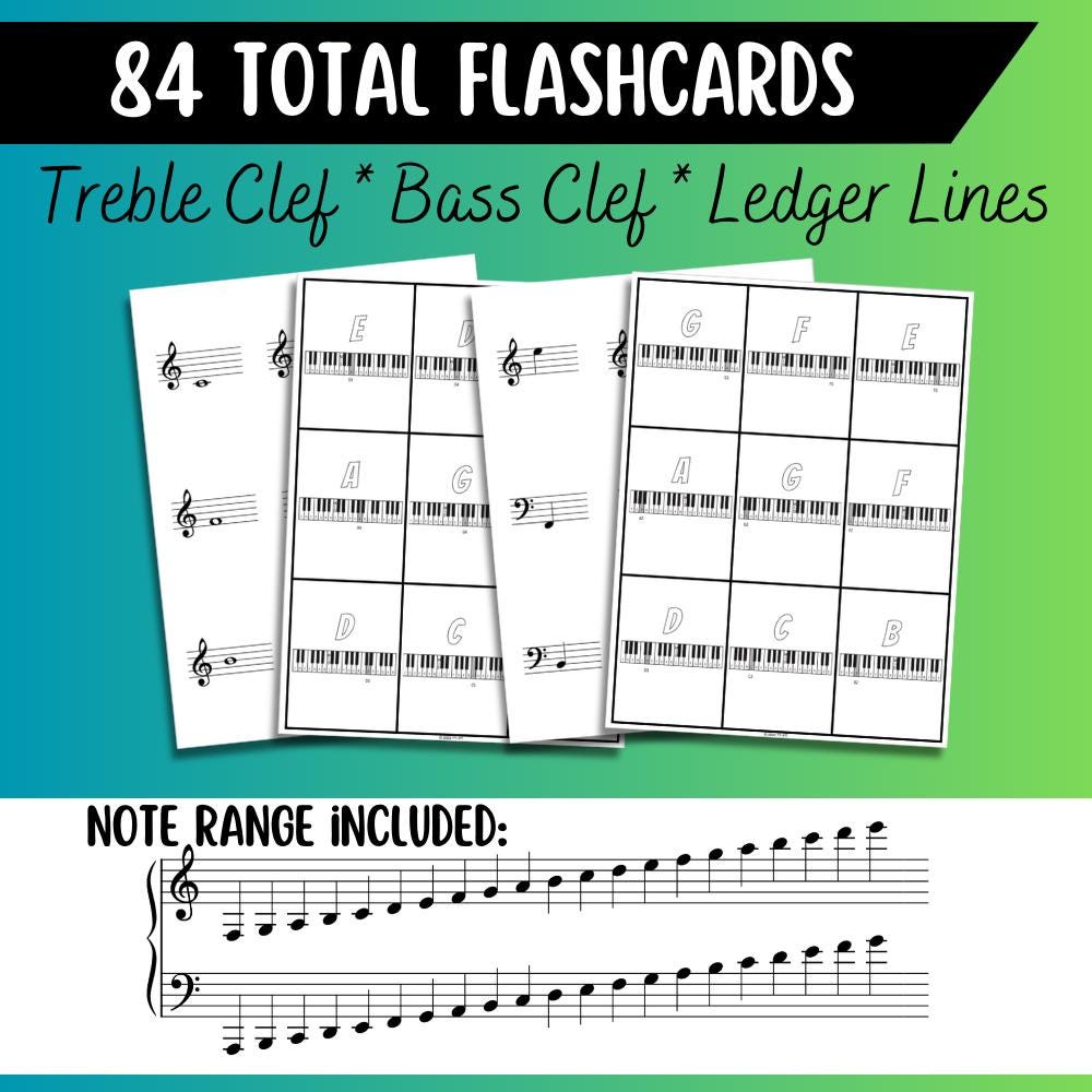 Music Note Flash Cards | Notes on the Staff | Piano Music Theory ...